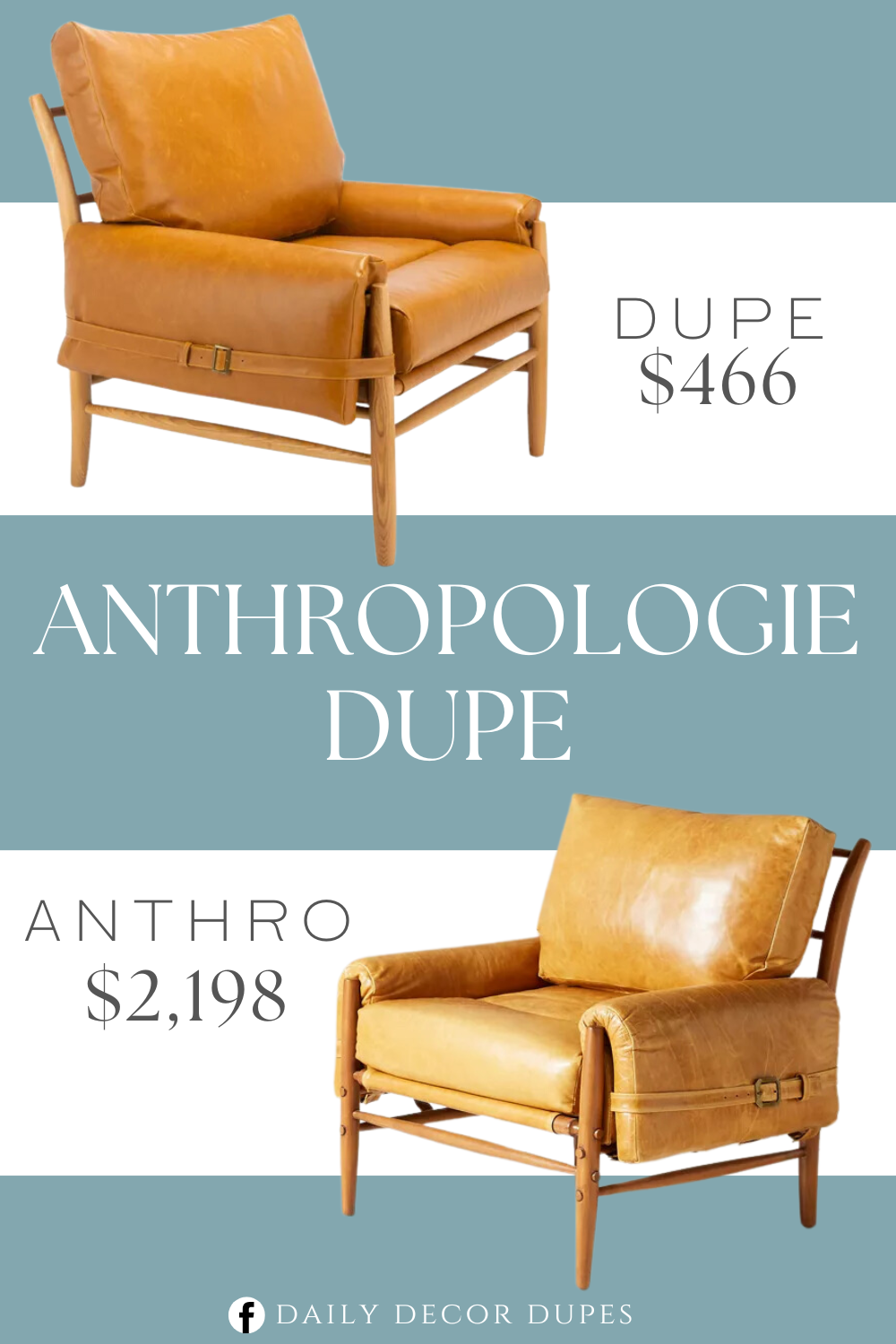 Anthropologie Rhys Leather Arm Chair Dupe - Interior Design for Beginners